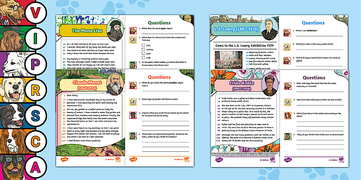 LKS2 Famous Artists 60-Second Reads Activity Pack - Twinkl