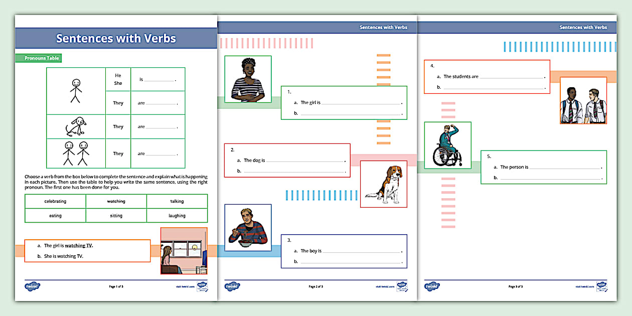 Older Learners Sentences with Verbs - Twinkl - Adult