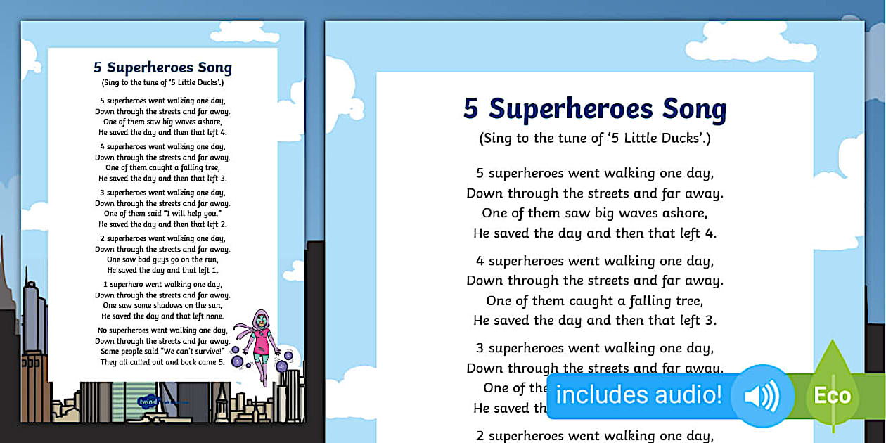 5 Superheroes Song (Teacher-Made) - Twinkl