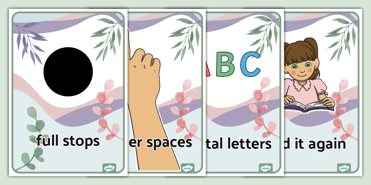 Colourful Botanical Themed Writing Prompt Display Posters