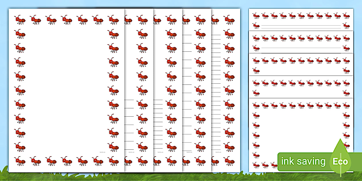 Editable Ant Full Page Borders (teacher made) - Twinkl