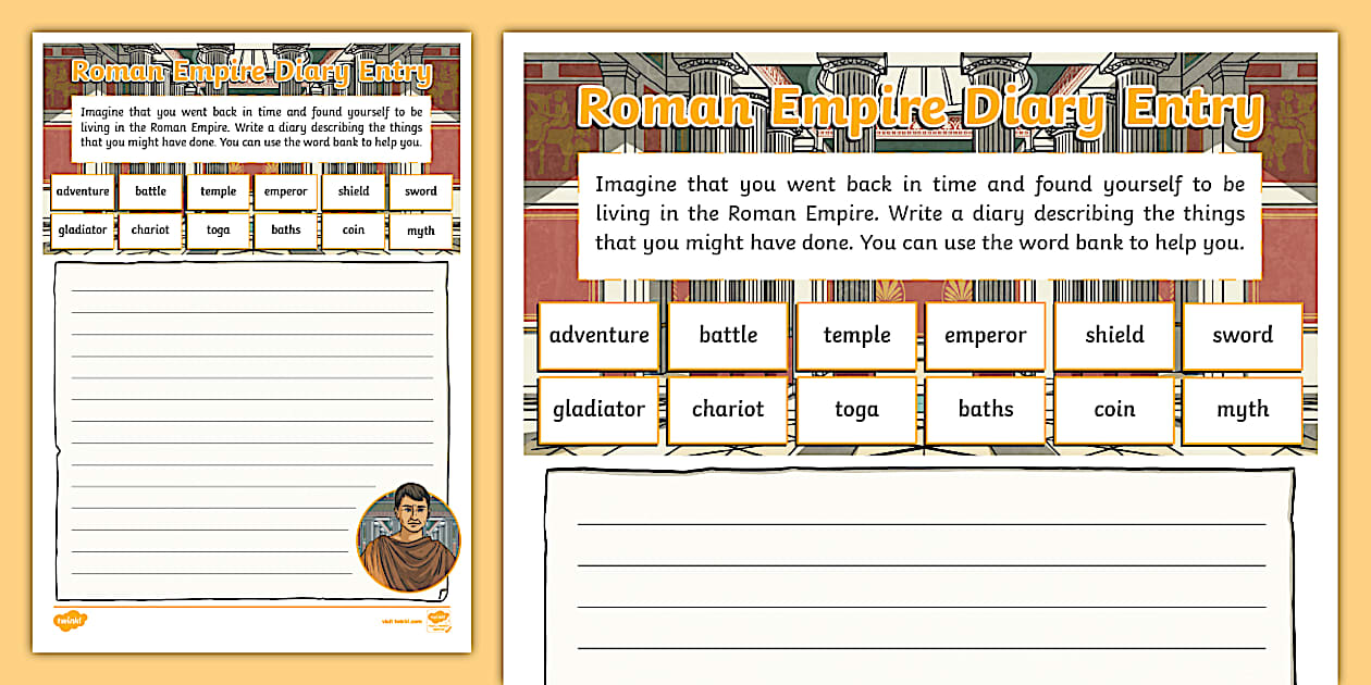 Roman Empire Diary Entry Worksheet - Twinkl