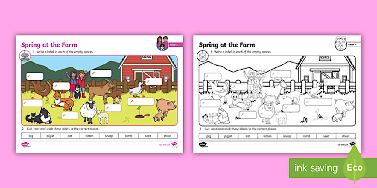 Phonics Level 3 Spring at the Farm Picture Worksheet