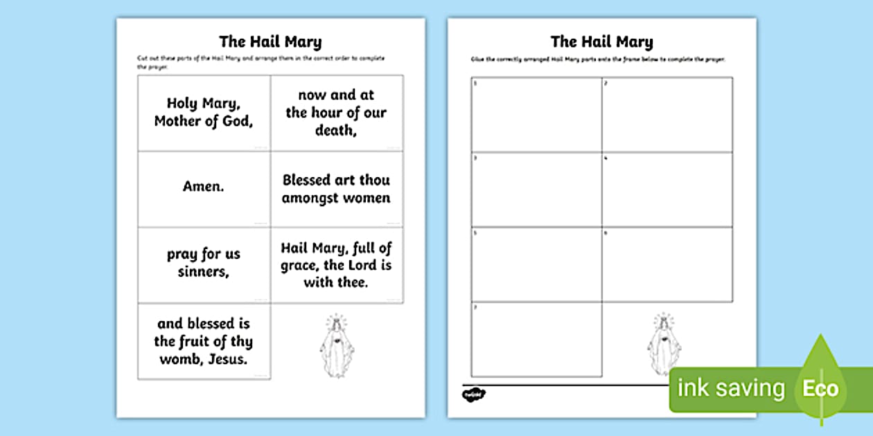 Hail Mary Sequence Worksheet | Teaching Resource | Twinkl