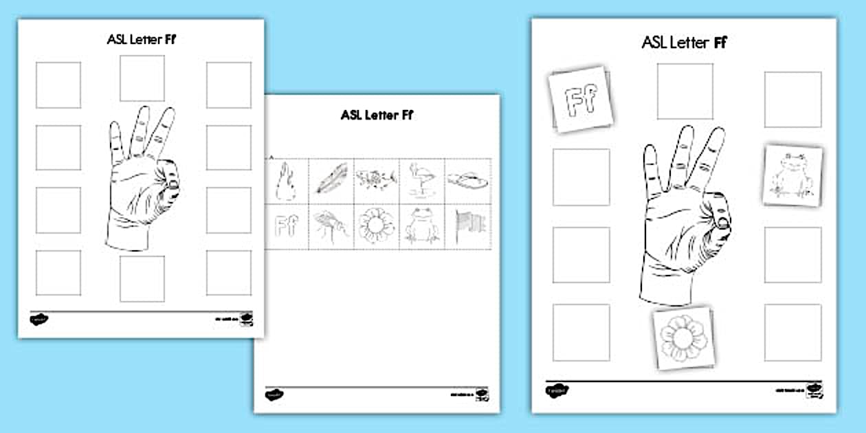 ASL Letter Ff Cut and Paste Worksheet - Twinkl