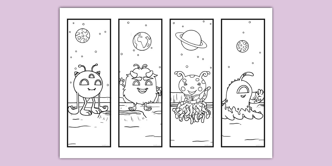 Alien Colouring Bookmarks (Teacher-Made) - Twinkl