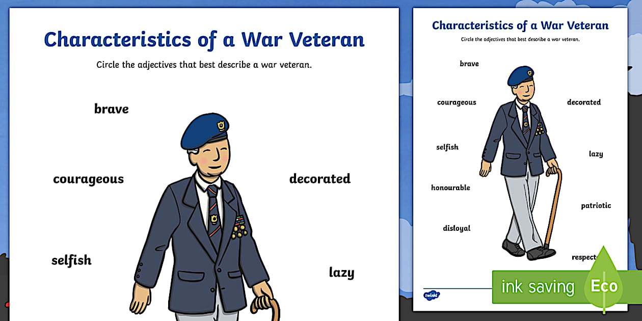 Characteristics of a Veteran Worksheet - Remembrance Day