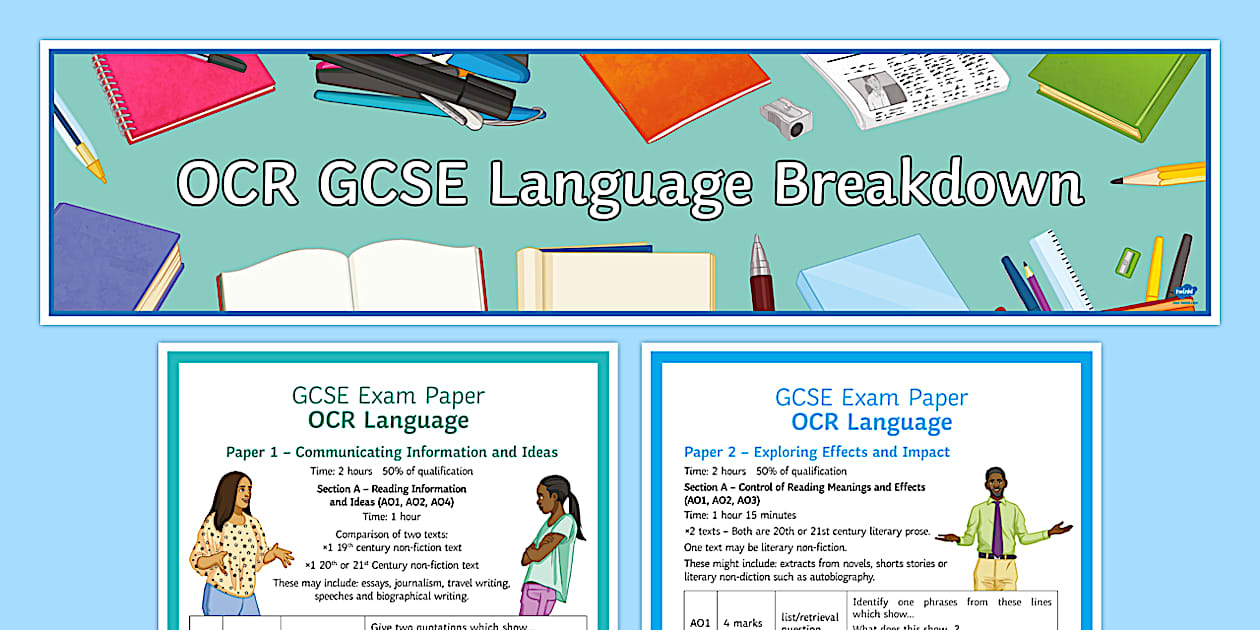 GCSE OCR English Language Exam Breakdown Display Posters