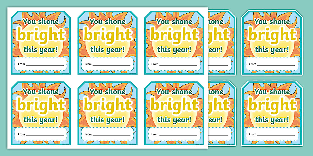 You Shone Bright This Year! End of Year Gift Tag - Twinkl