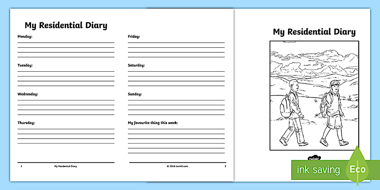 My Residential Diary Writing Template (l'enseignant a fait)