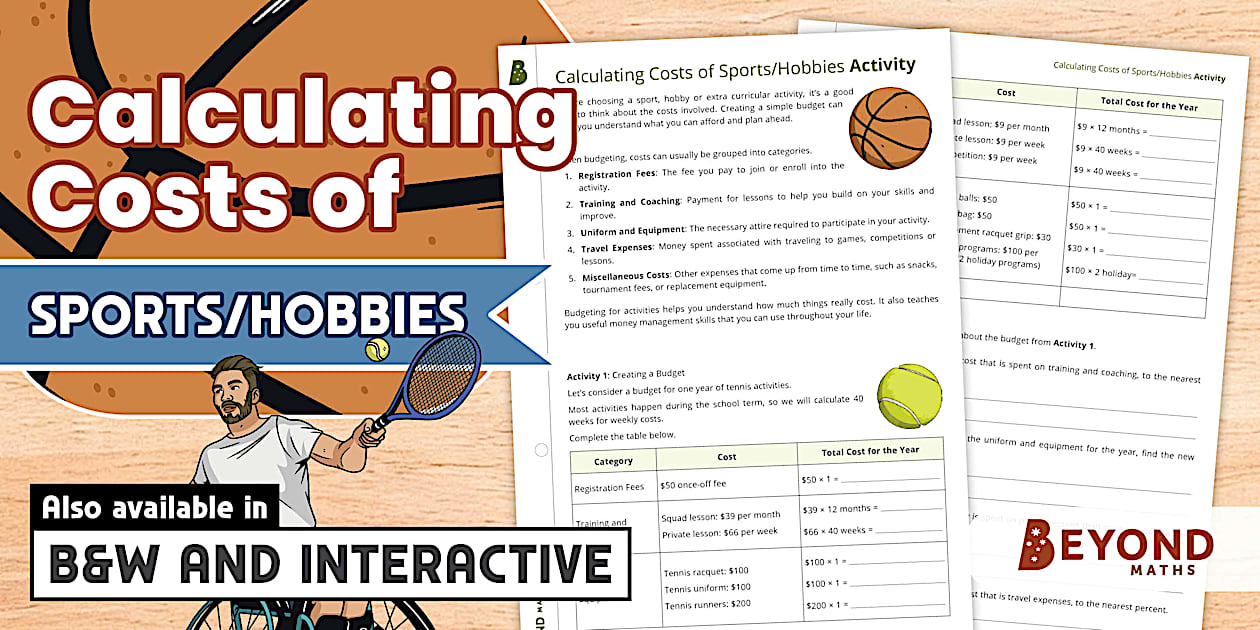 Calculating Costs of Sports/Hobbies Activity