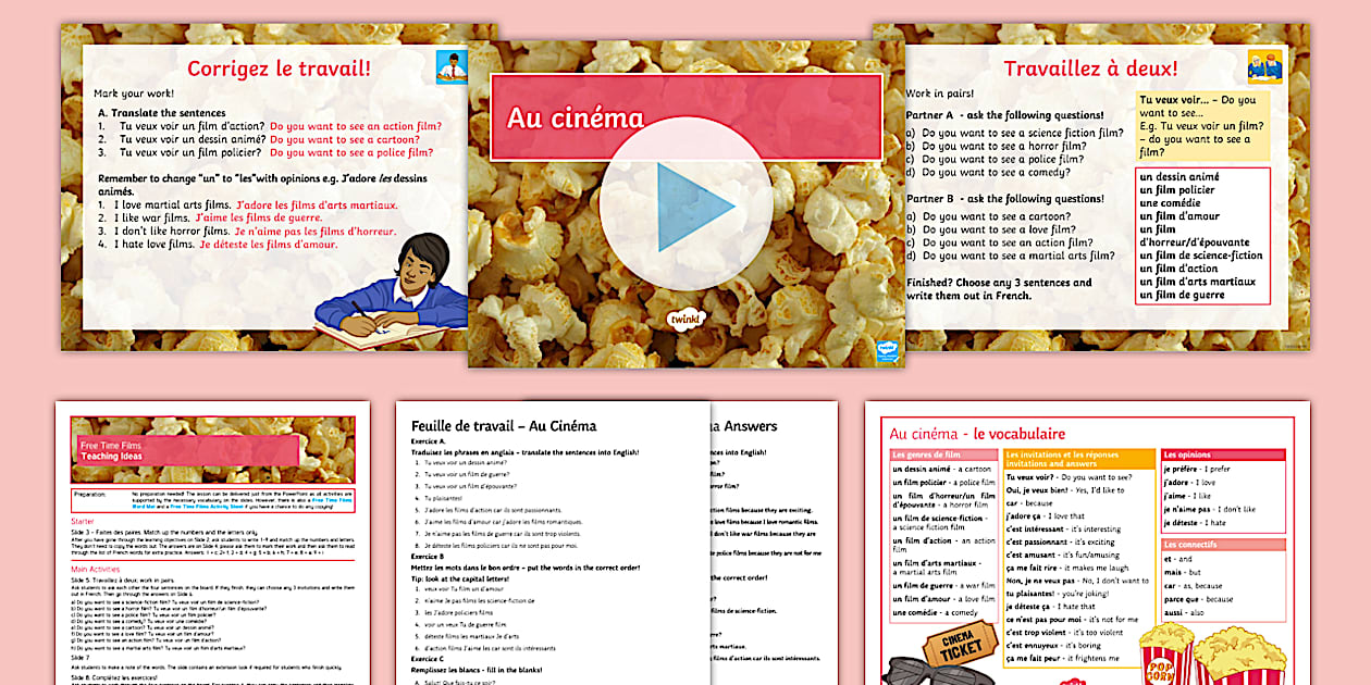 Cover Lesson: Films Lesson Pack French - Twinkl