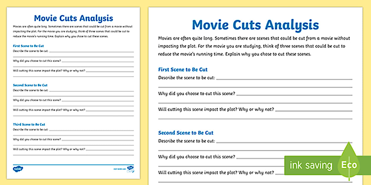 Movie Cuts Analysis Worksheet - Twinkl