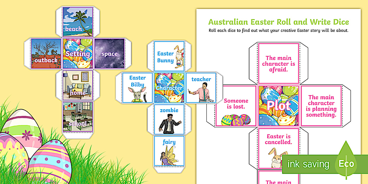 Australian Easter Roll and Write Dice Activity - Twinkl