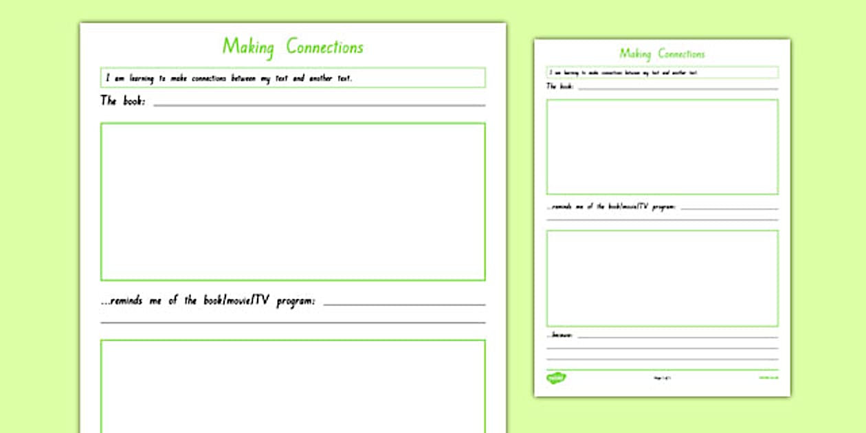 Editable Making Connections Text to Text Worksheet - Twinkl