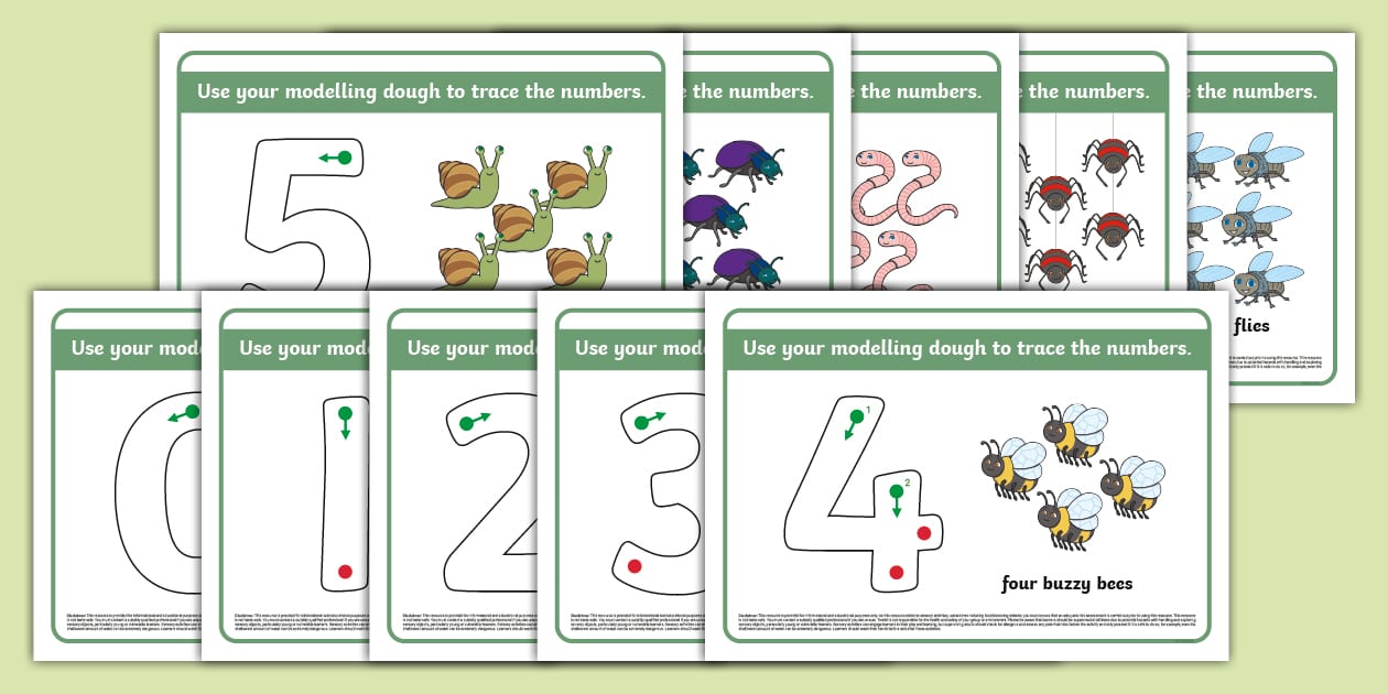 KS1 Modelling Dough Number Formation Mats | Motor Skills