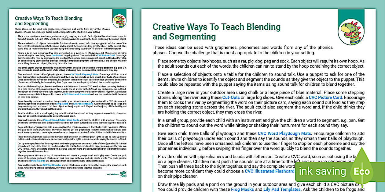 Creative Ways to Teach Blending and Segmenting - Twinkl