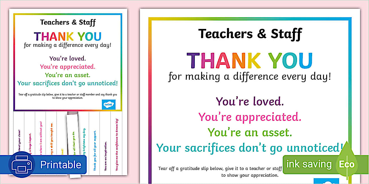 Staff Appreciation Tear-off Poster (teacher made) - Twinkl