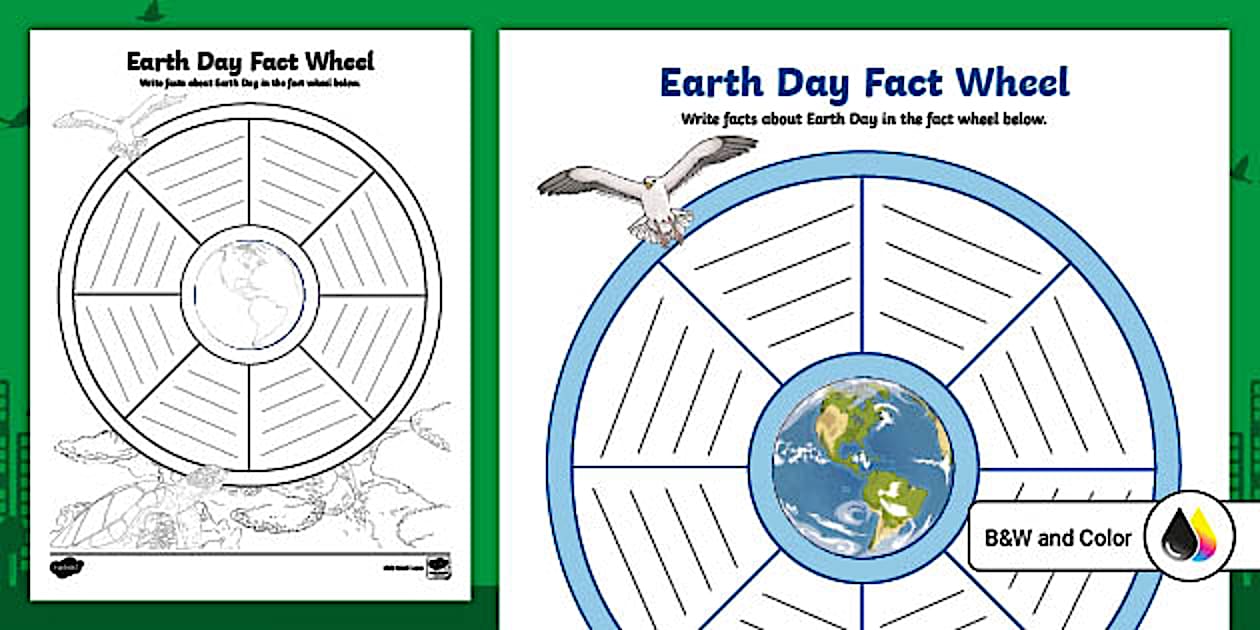 Earth Day Fact Wheel Worksheet for 3rd-5th Grade - Twinkl