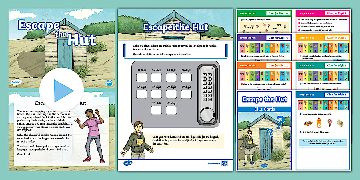 Escape the Beach Hut Maths Game (teacher made) - Twinkl