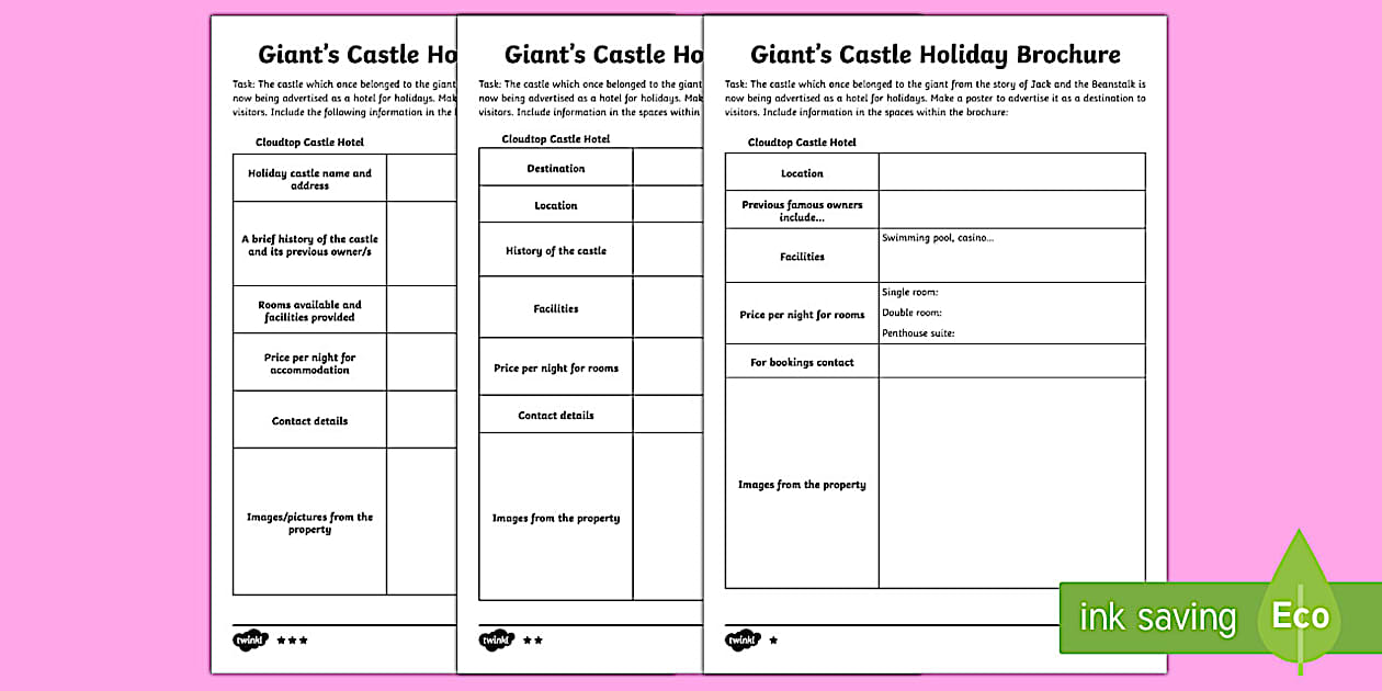 Editable Giant's Castle Holiday Brochure Writing Template