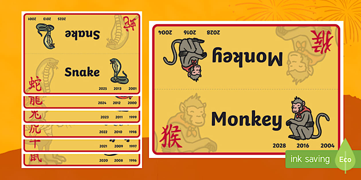 Chinese New Year Animals Group and Table Signs - Twinkl