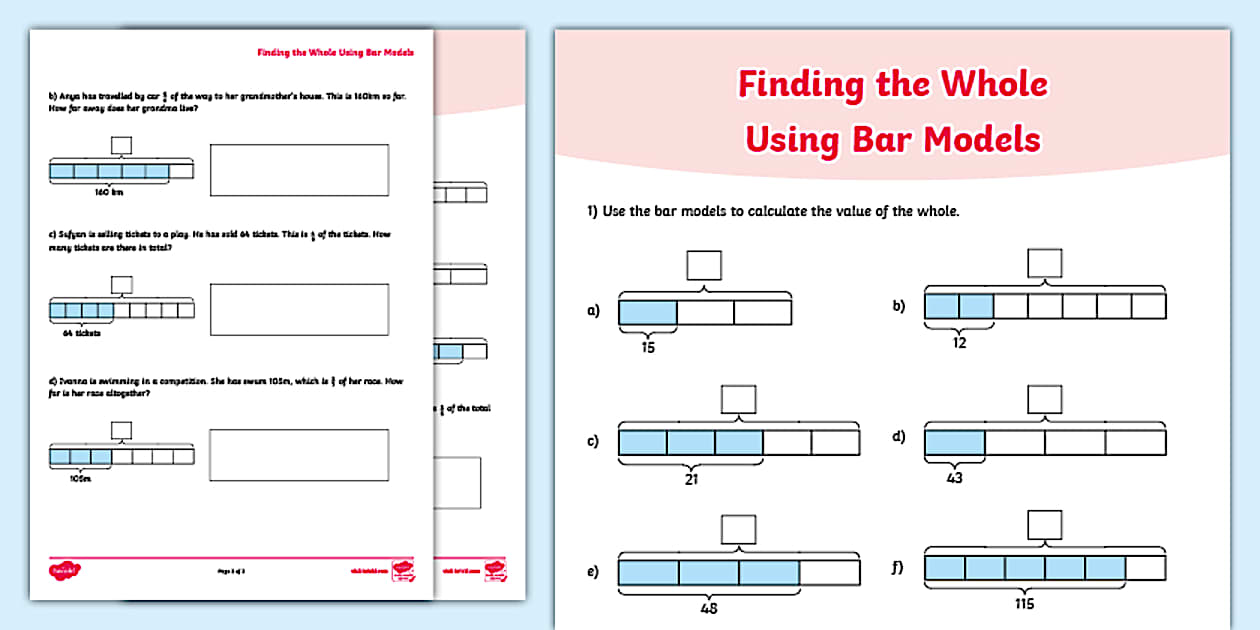 👉 Finding the Whole Using Bar Models Activity Sheet