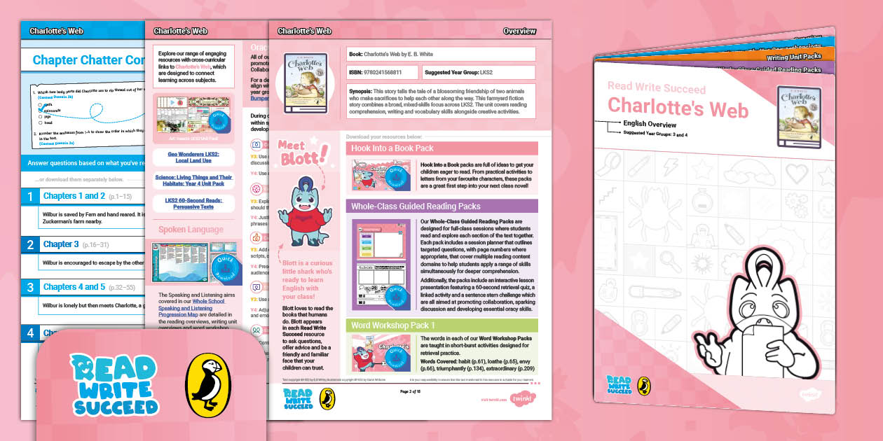 FREE! - Charlotte's Web Read, Write, Succeed English Overview [LKS2]