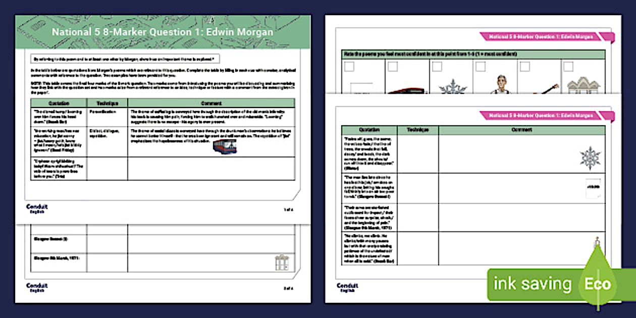 National 5 8-Marker Question 1: Edwin Morgan (Teacher-Made)