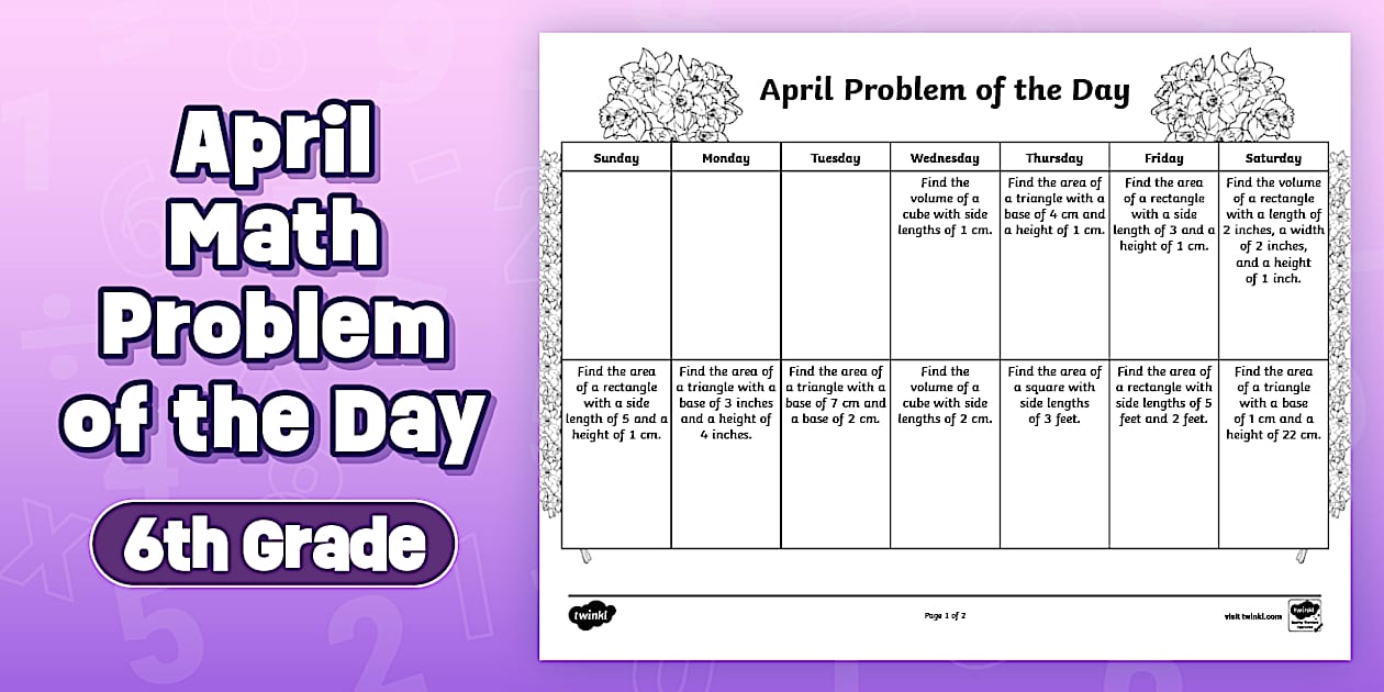 Sixth Grade Math April Problem of the Day