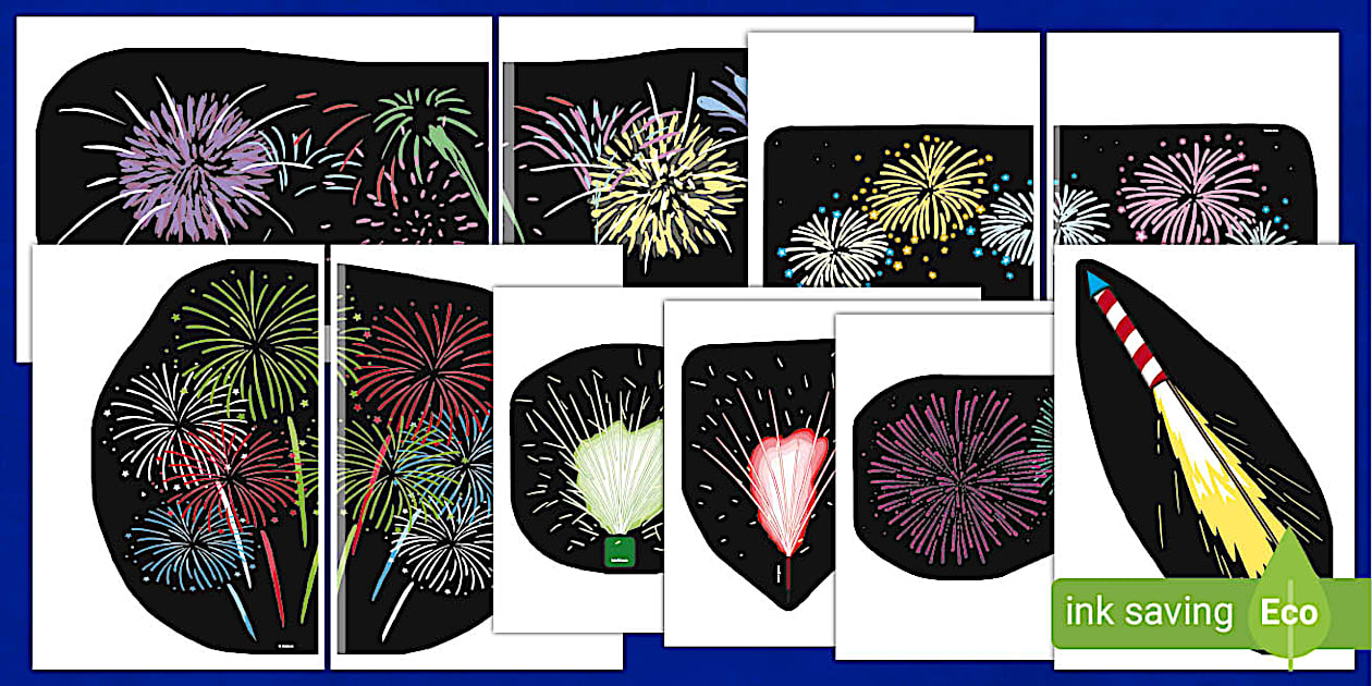 Firework Display Cut-Outs (teacher made) - Twinkl