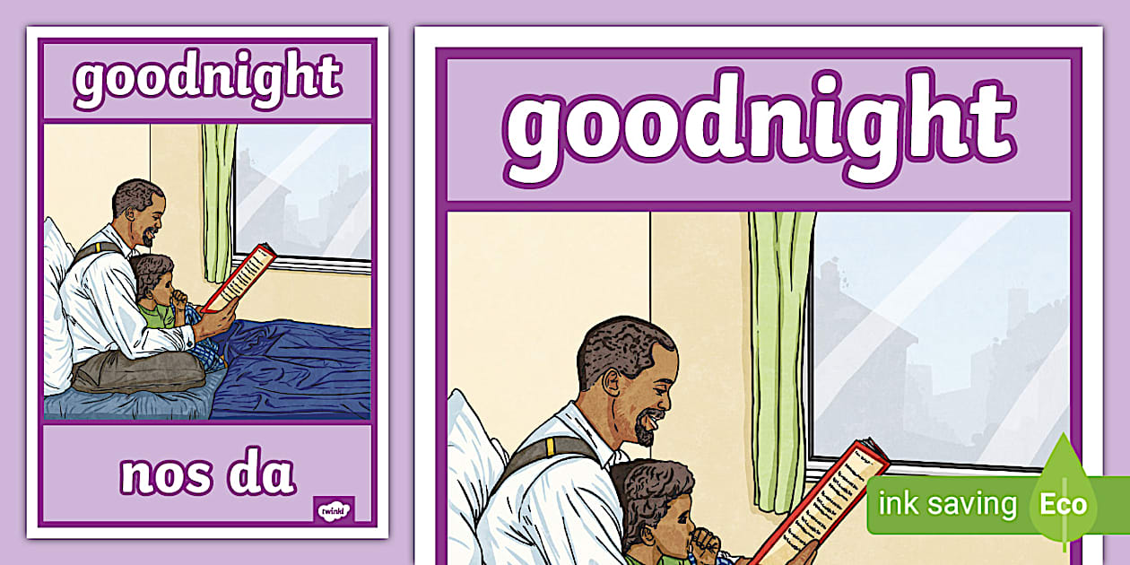 Goodnight in Welsh Display Poster (Teacher-Made) - Twinkl