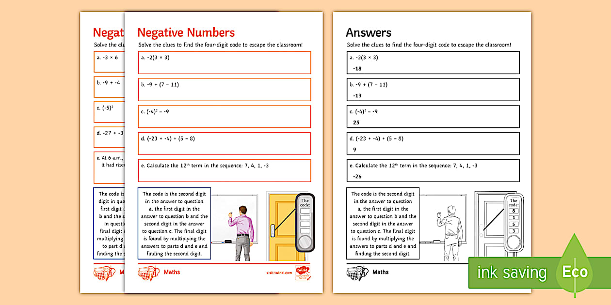 Escape the Room: Negative Numbers Activity | KS3 Maths