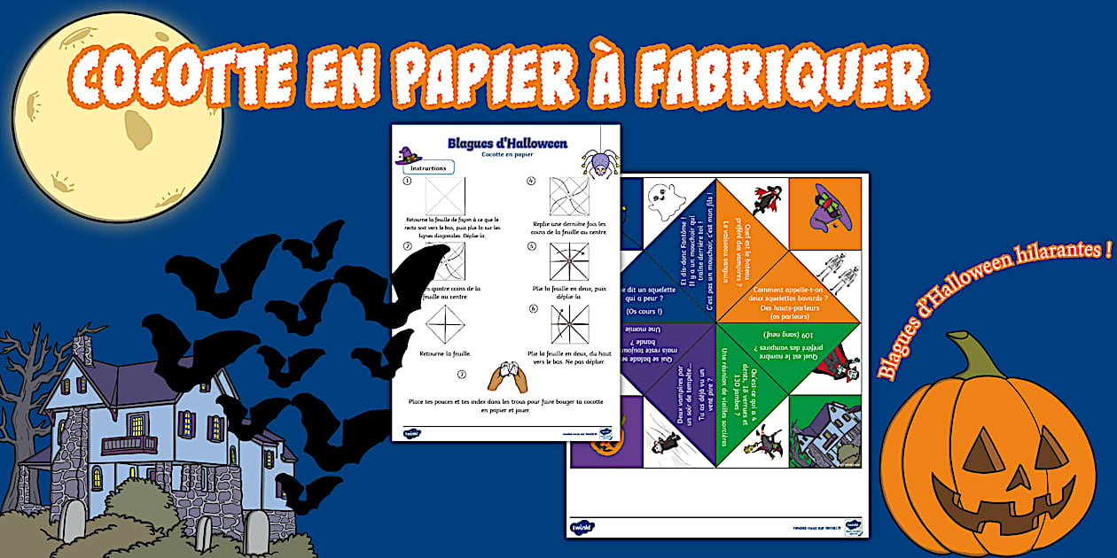 Cocotte en papier : Blagues d'Halloween - Twinkl