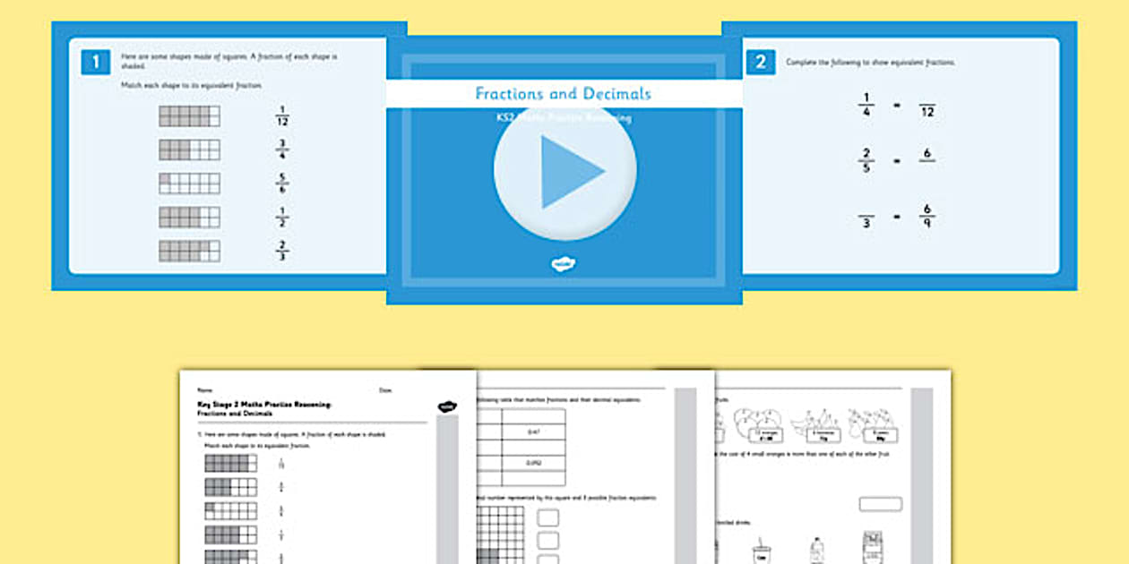 KS2 Reasoning Test Practice Fractions and Decimals Resource Pack