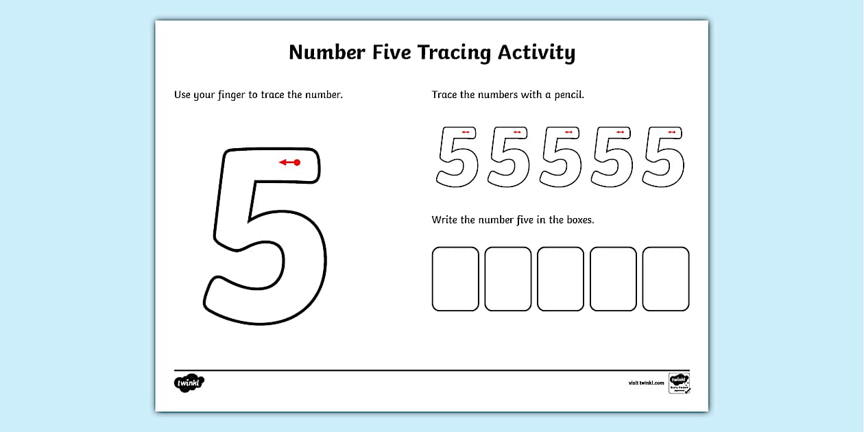 👉 Trace the Number 5 Activity - Twinkl