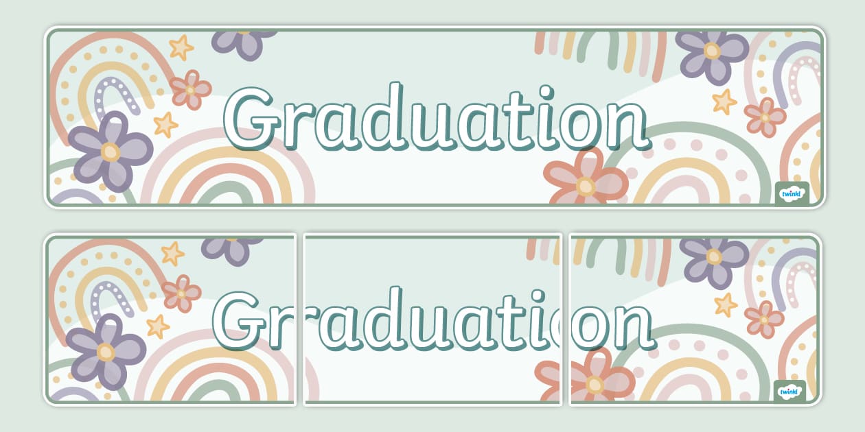 Editable Muted Rainbow Graduation Display Banner | Twinkl