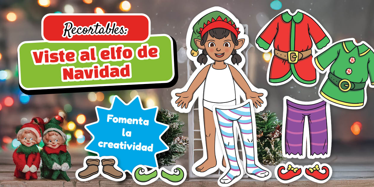 Recortables: Viste al elfo de Navidad