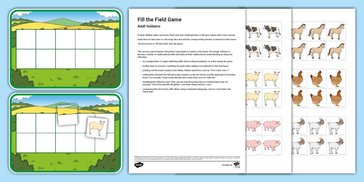 Ten-Frame Game: Fill the Field | Twinkl | Maths | EYFS