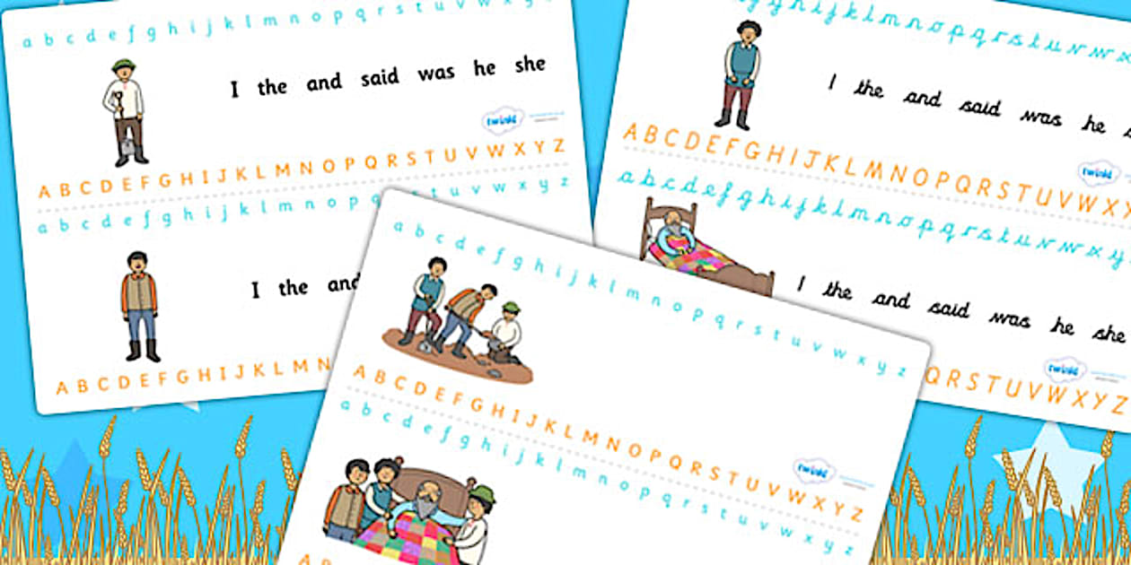 Cursive The Farmer and His Sons Alphabet Strips - Twinkl