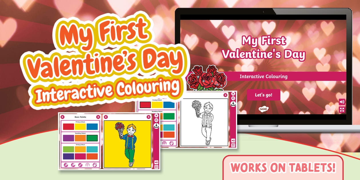 My First Valentine's Day Interactive Colouring
