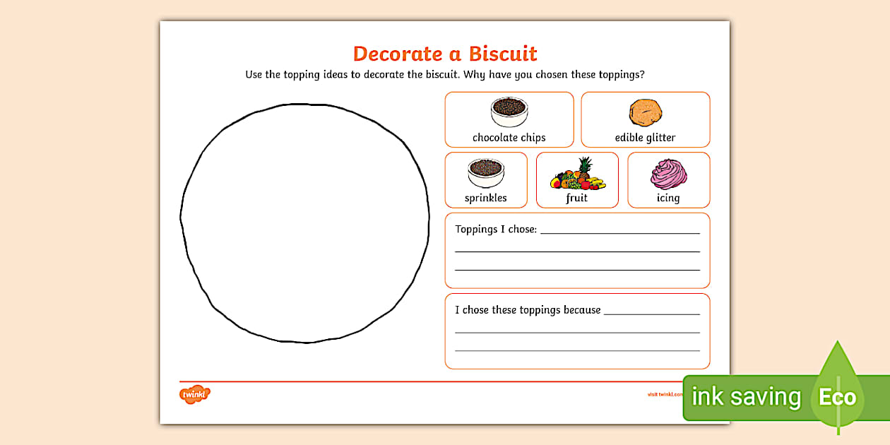 Decorate a Biscuit Worksheet (Teacher-Made) - Twinkl