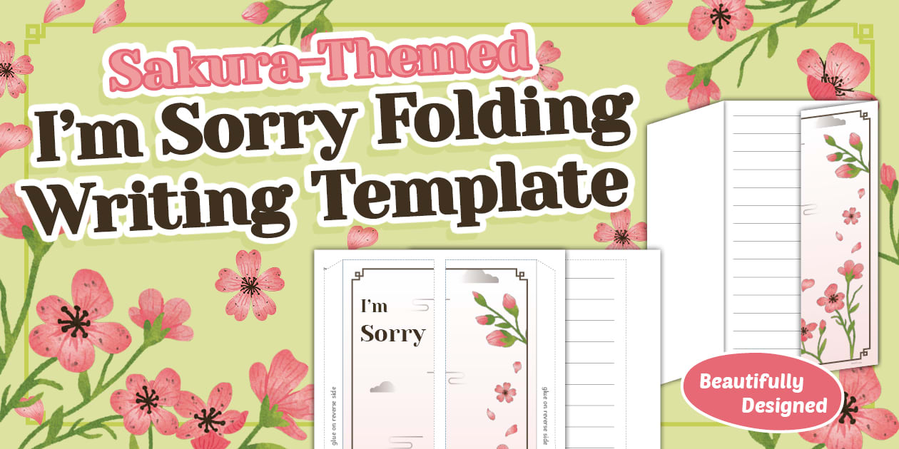 Sakura-Themed I'm Sorry Folding Writing Template