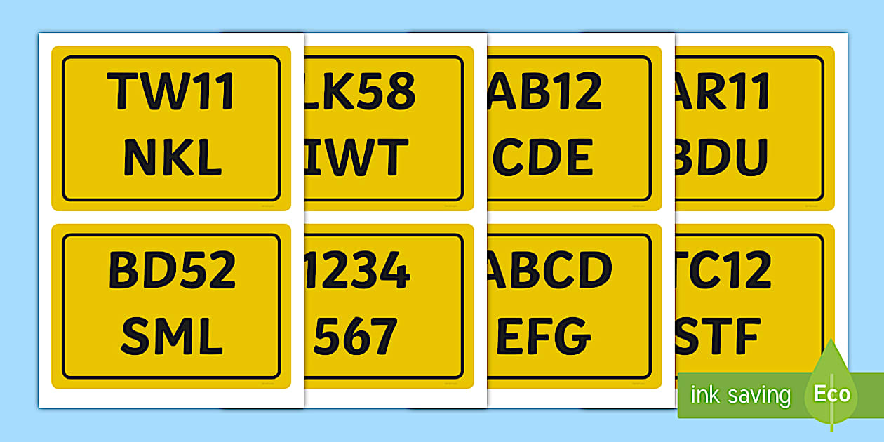 Black and White Bike Registration Plates (teacher made)