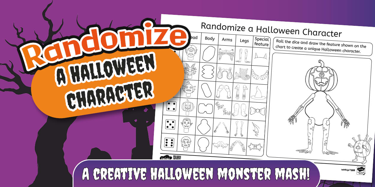Randomize a Halloween Character Worksheet