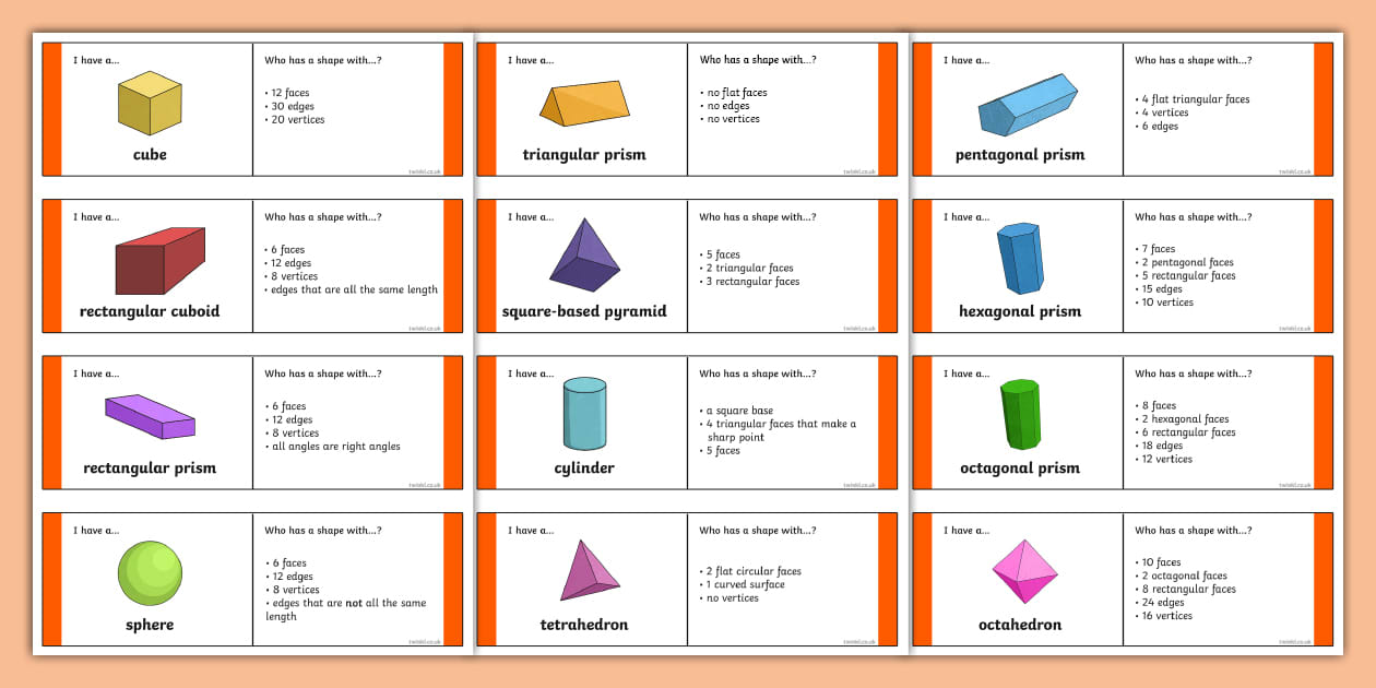 3D Shape Properties Loop Cards - Twinkl - KS2 - Twinkl