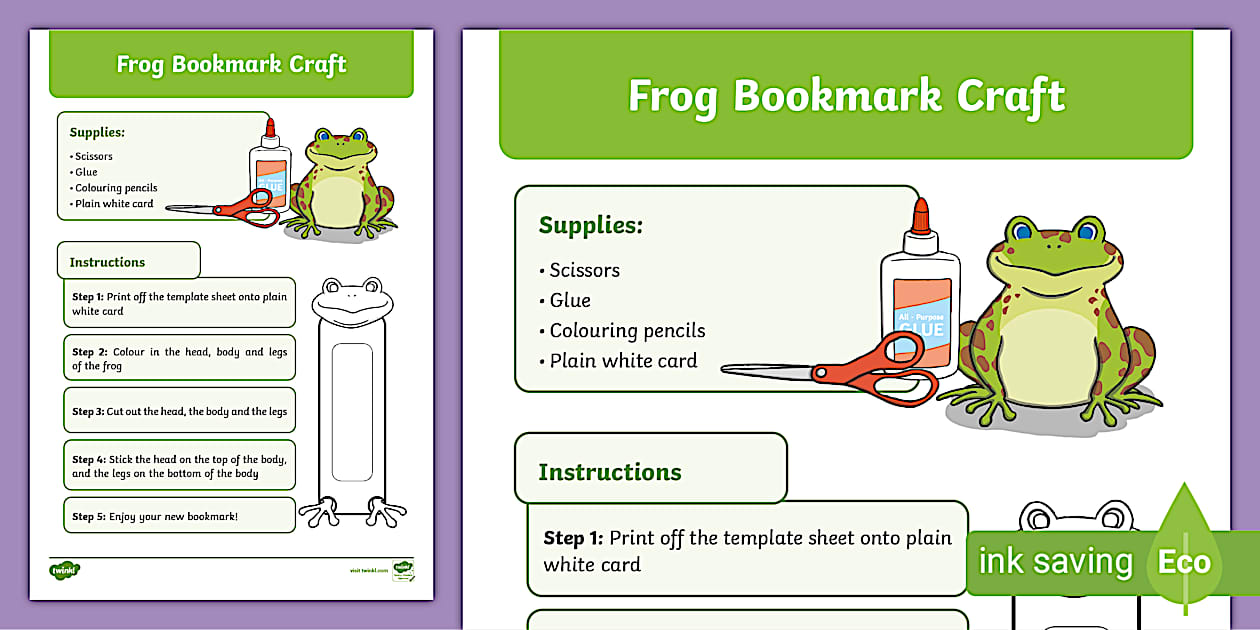 Frog Bookmark Craft | Twinkl | Arts and Crafts | KS1