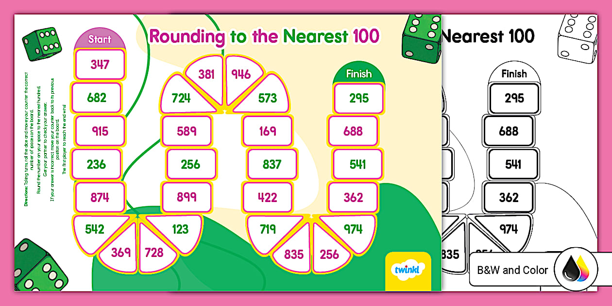 Rounding to the Nearest 100 Board Game for K-2nd Grade
