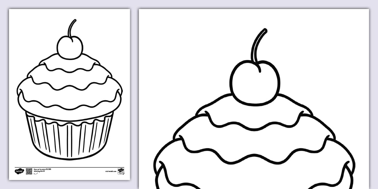 Cupcake Colouring Sheet (Teacher-Made) - Twinkl
