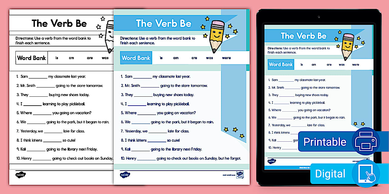 The Verb Be Worksheet for K-2nd Grade - Twinkl